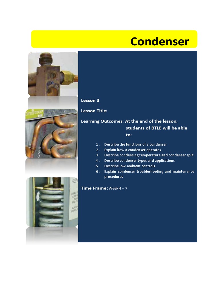 Condenser: Lesson 3 Lesson Title: Learning Outcomes: at The End of The ...