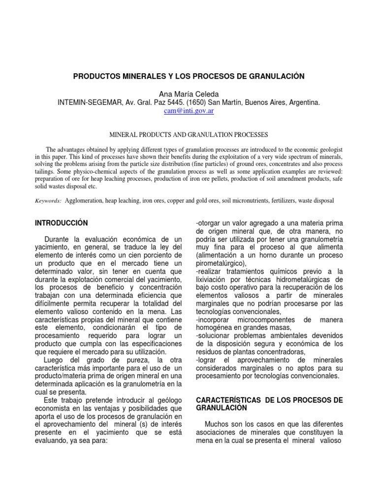 Productos Minerales y Los Procesos de GR | PDF | Fertilizante | Sustancias químicas