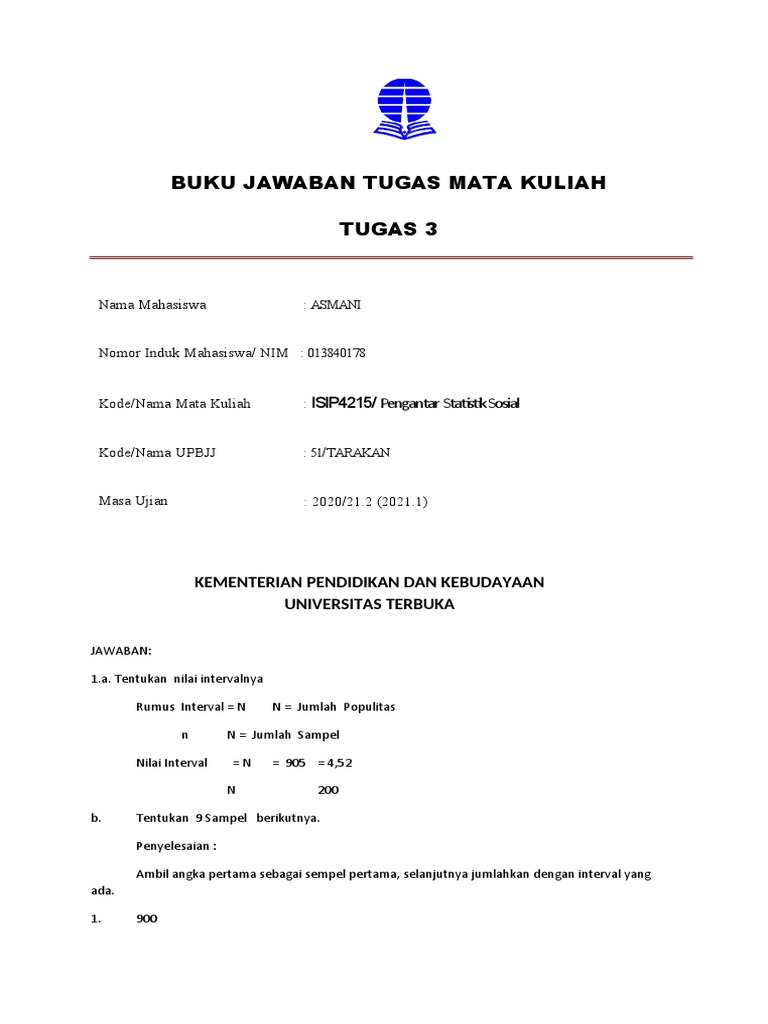 Buku Jawaban Tugas Mata Kuliah | PDF