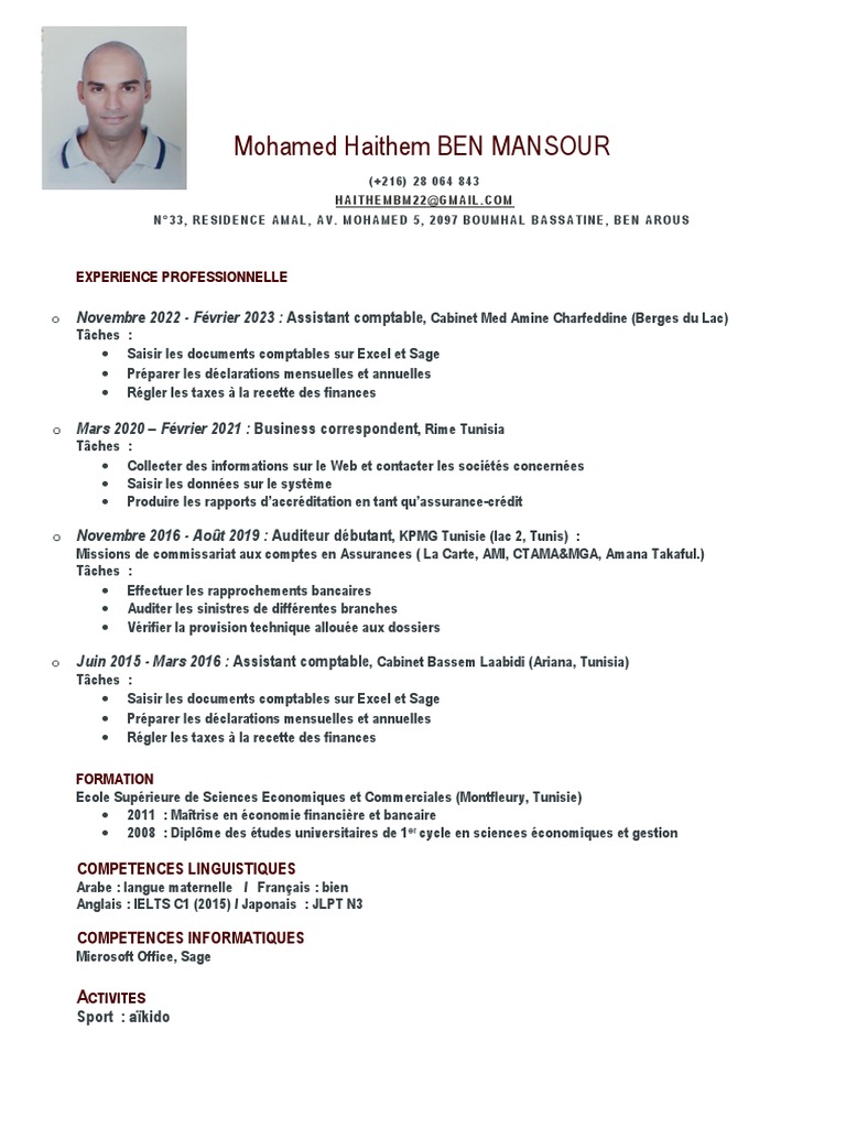 CV Haithem Ben Mansour | PDF | Évolution de carrière