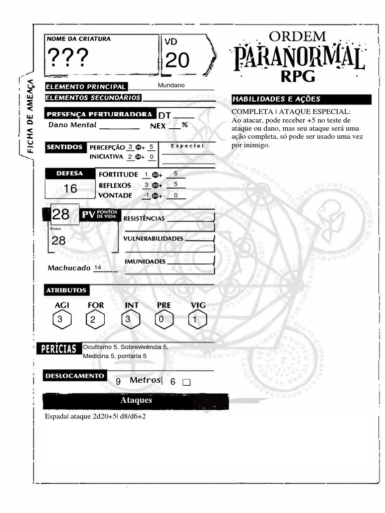 Ficha Antiga Do Zero | PDF