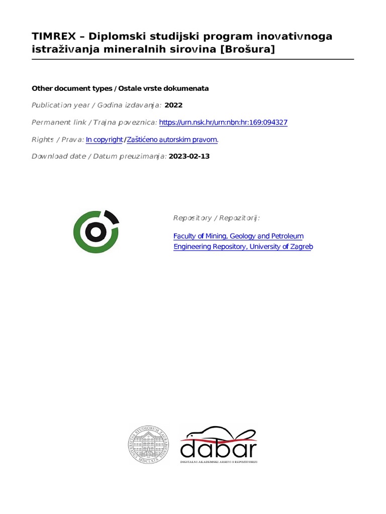 Timrex - Diplomski Studijski Program-2022-Rgn 2167-Published | PDF