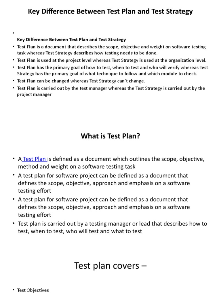 Test Plan Vs Test Strategy | PDF | Software Testing | Systems Science