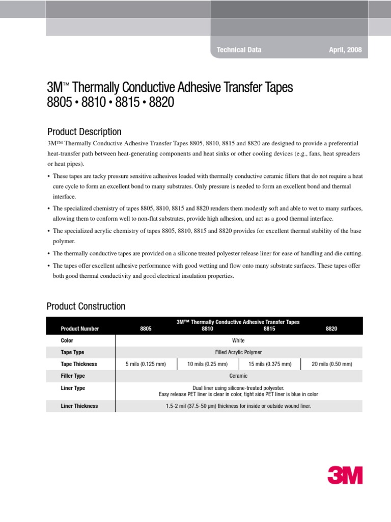 3M 8810 Thermal Adhesive | PDF | Adhesive | Electrical Resistivity And ...