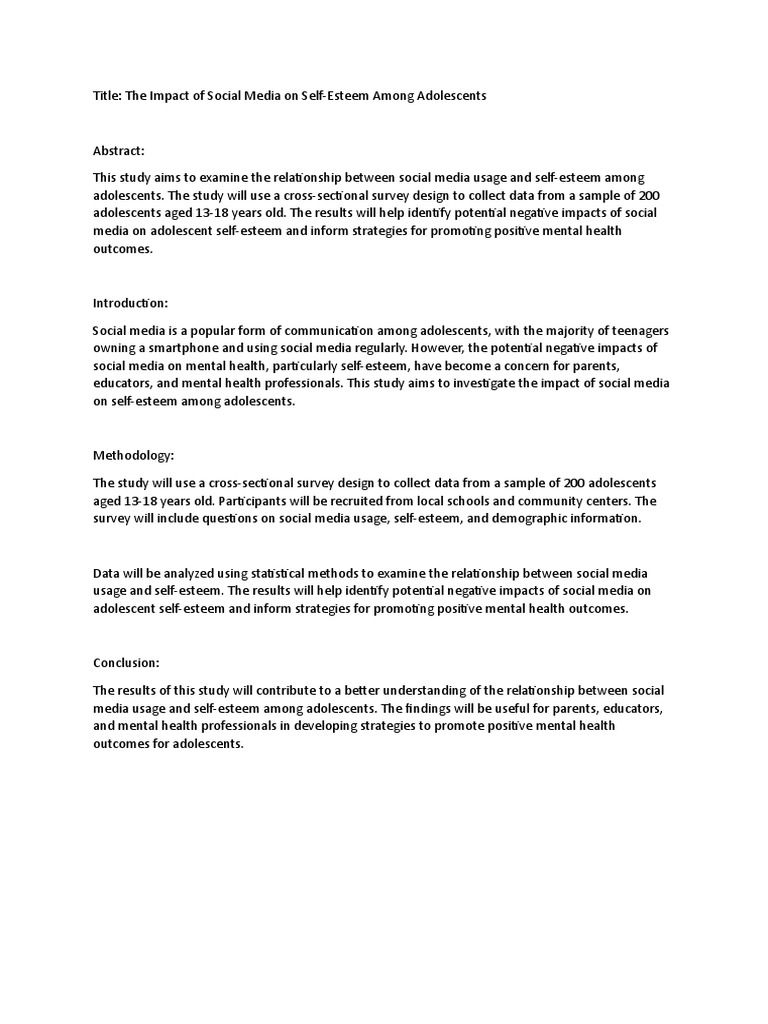 Social Media's Impact on Adolescent Self-Esteem | PDF | Social Science