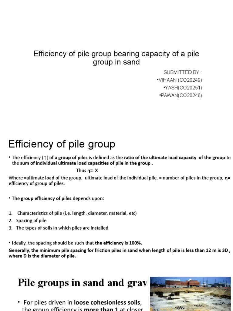 42 Efficiency of Pile Group in Sand | PDF | Deep Foundation | Applied ...