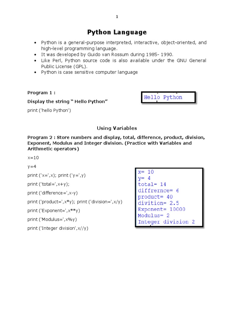 Python Note 1 | Download Free PDF | Computer Programming | Computing