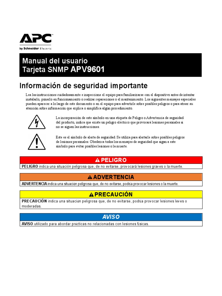 Tarjeta SNMP APV9601 | PDF | Dirección IP | Controlador de interfaz de red