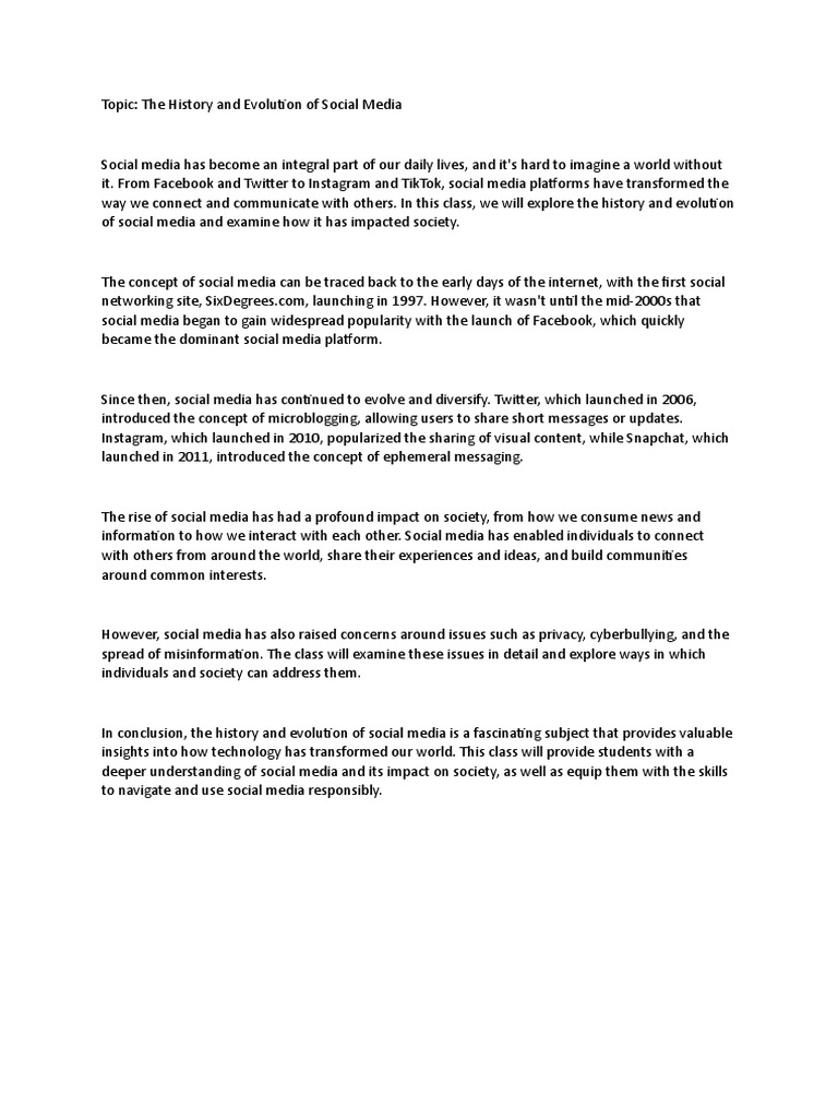 The History and Evolution of Social Media | PDF