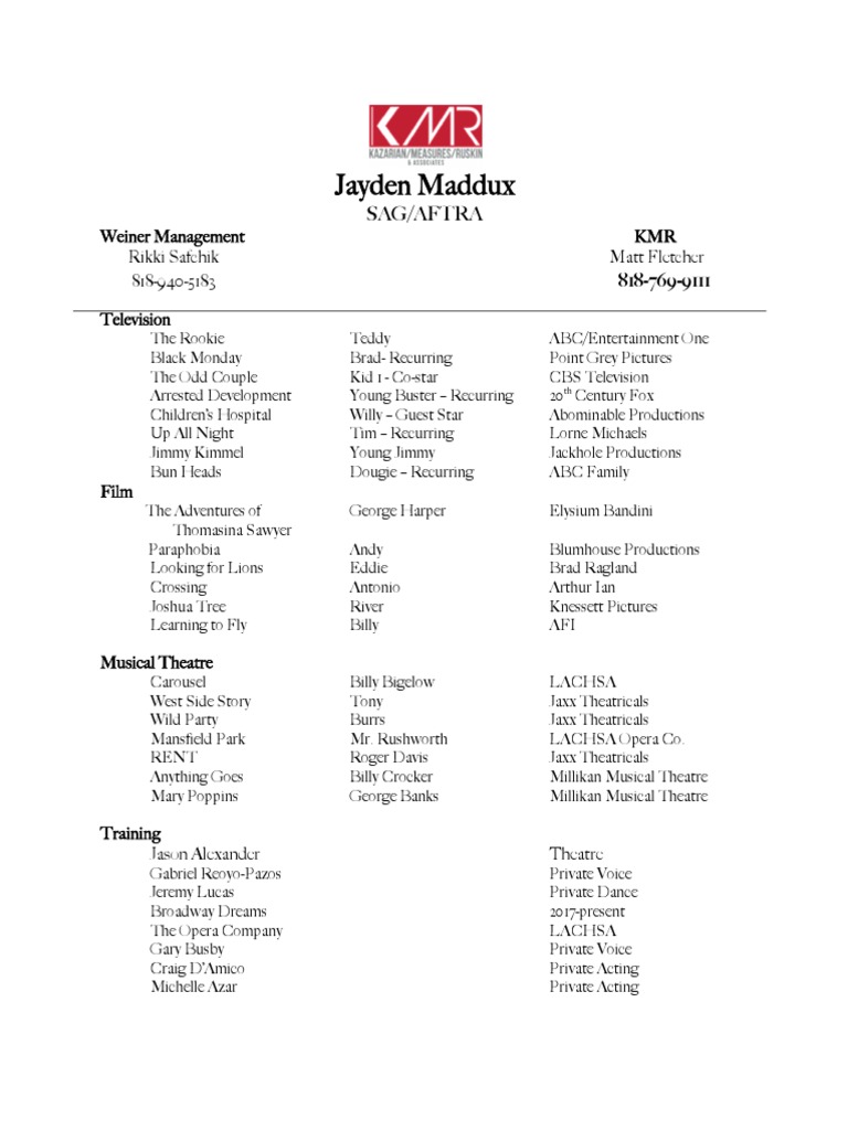 Jayden Maddux Resume 4 2023 | PDF | Entertainment