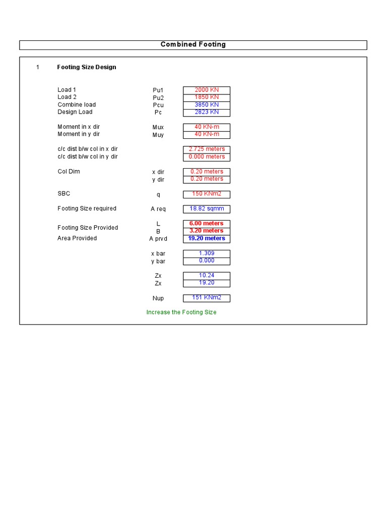 Combined Footing Excel File | PDF | Physical Sciences | Applied And ...
