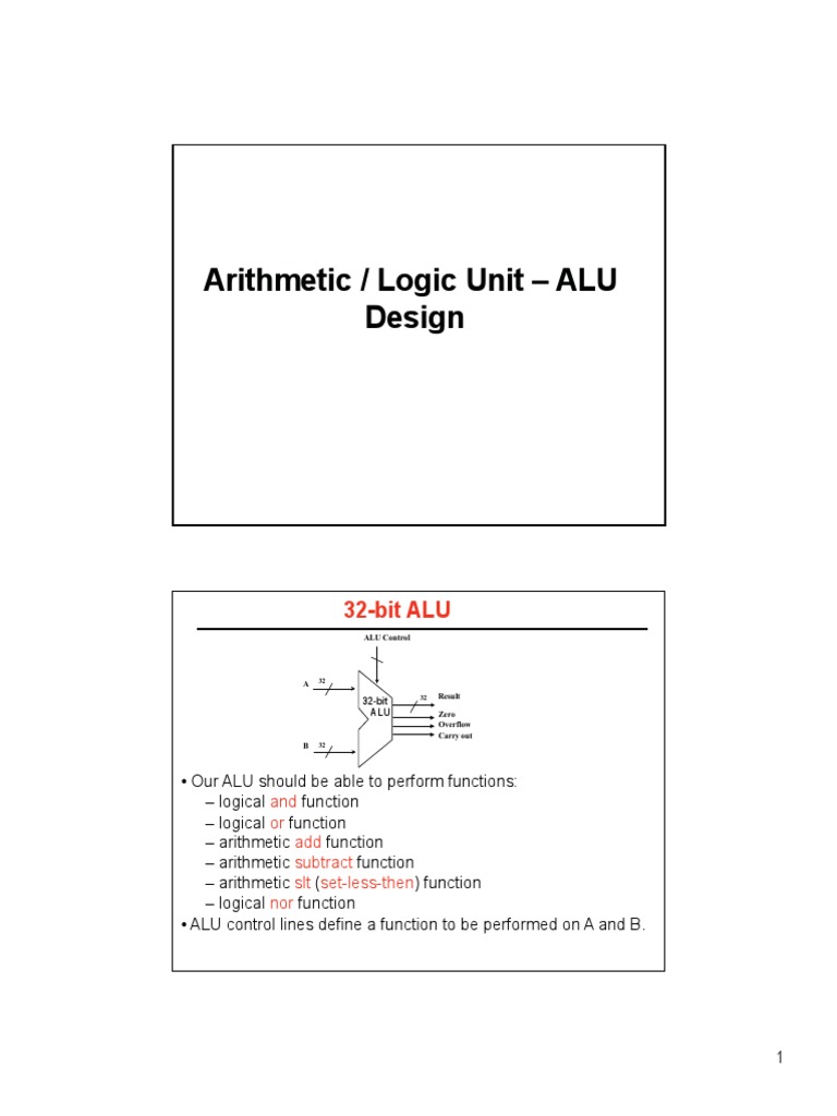 ALU Design | PDF | Computer Architecture | Arithmetic