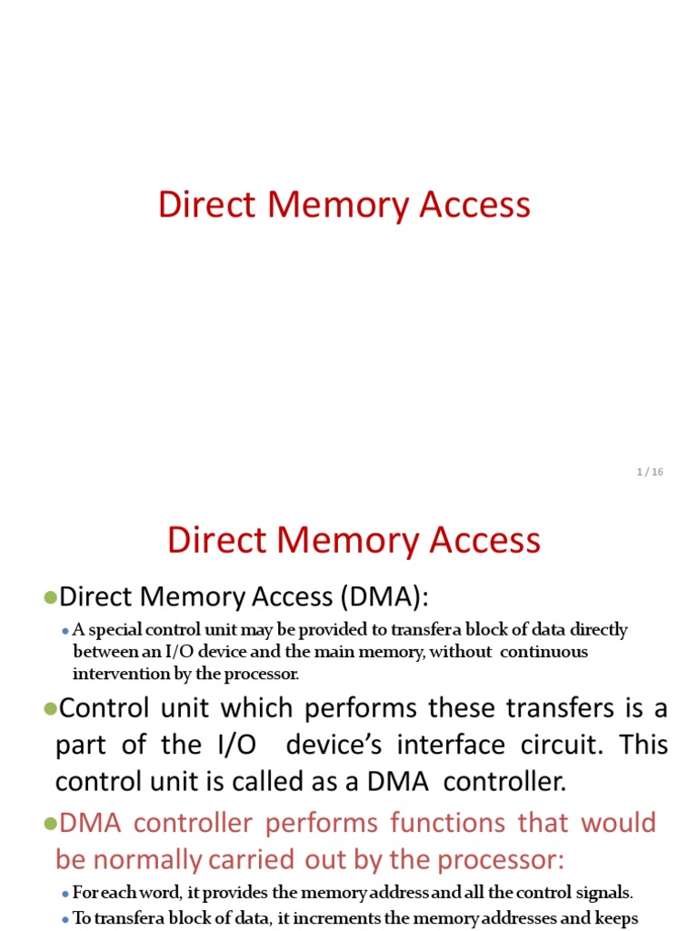 Direct Memory Access | PDF | Input/Output | Digital Electronics