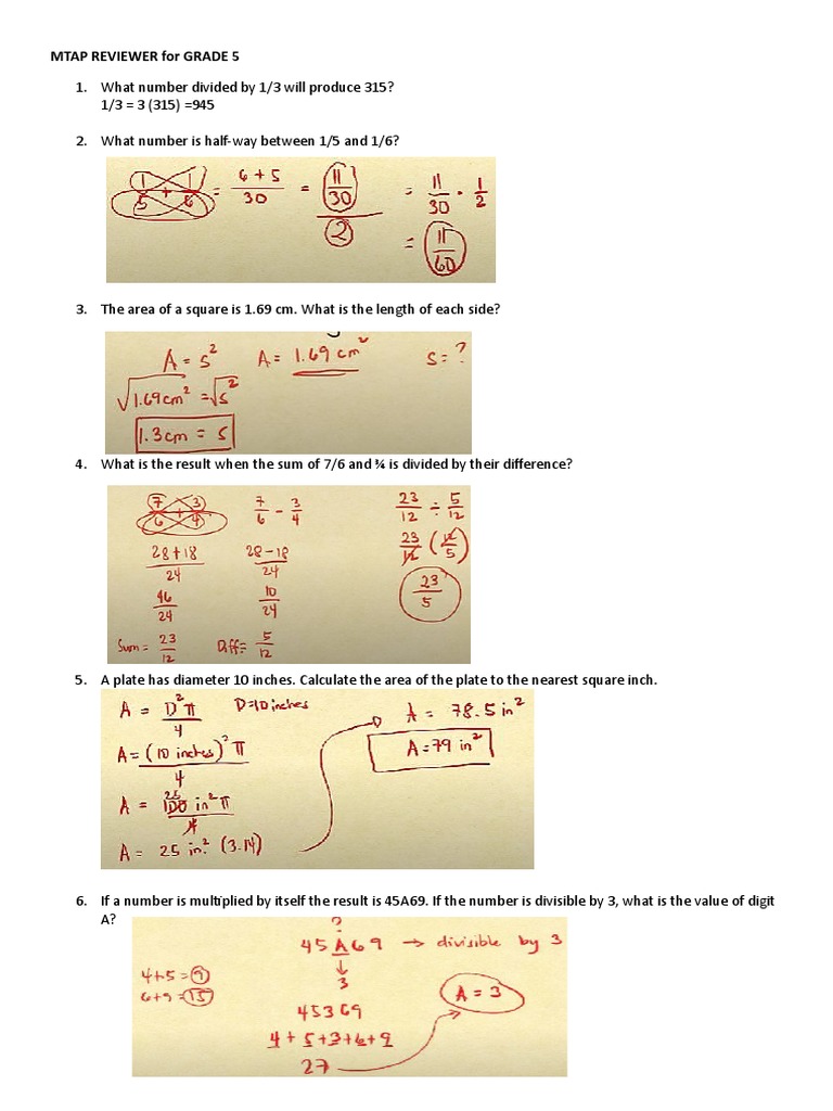 MTAP REVIEWER For GRADE 5 | PDF