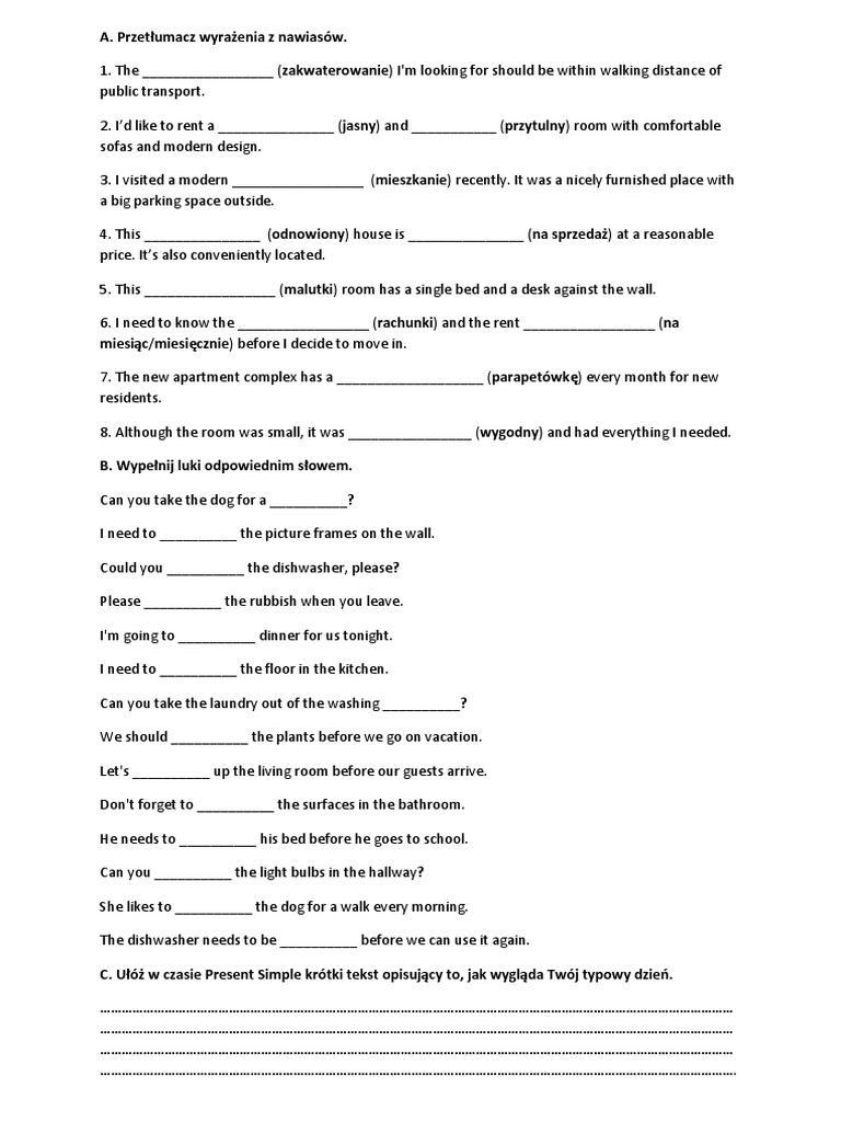 Repetytorium Maturalne Pearson - House - Unit 2 - Vocabulary Revision | PDF