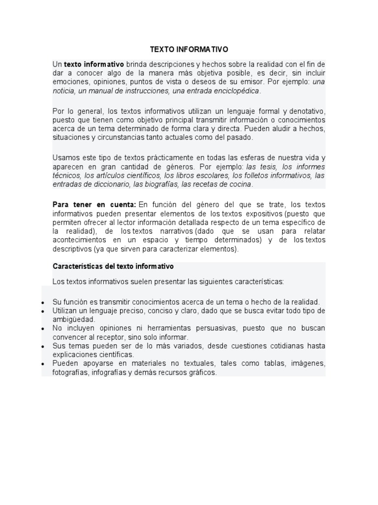 Texto Informativo | PDF | Información | Testimonio