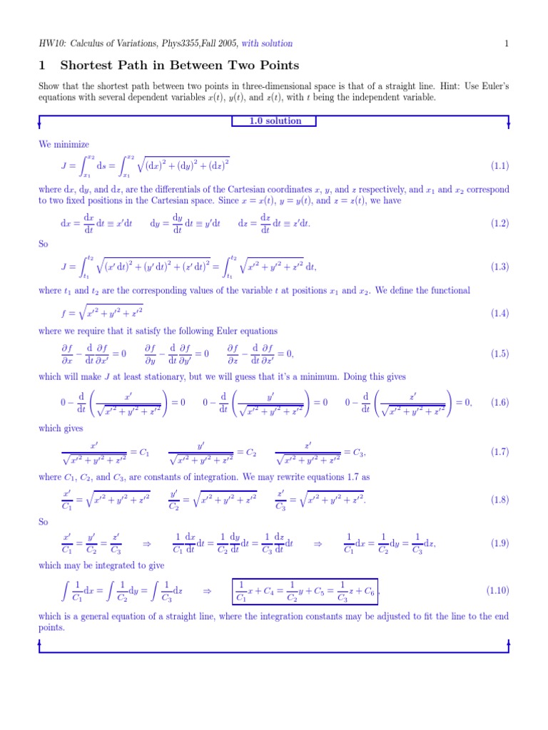 hw10 Calc Var-Ansvvvvvvvvvvvvvv | PDF | Calculus Of Variations | Variable (Mathematics)