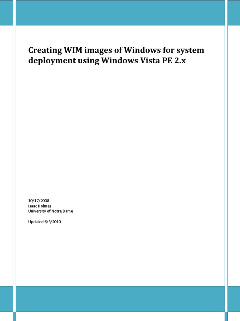 Creating WIM Images For System Deployment Using Windows Vista PE 2 ...