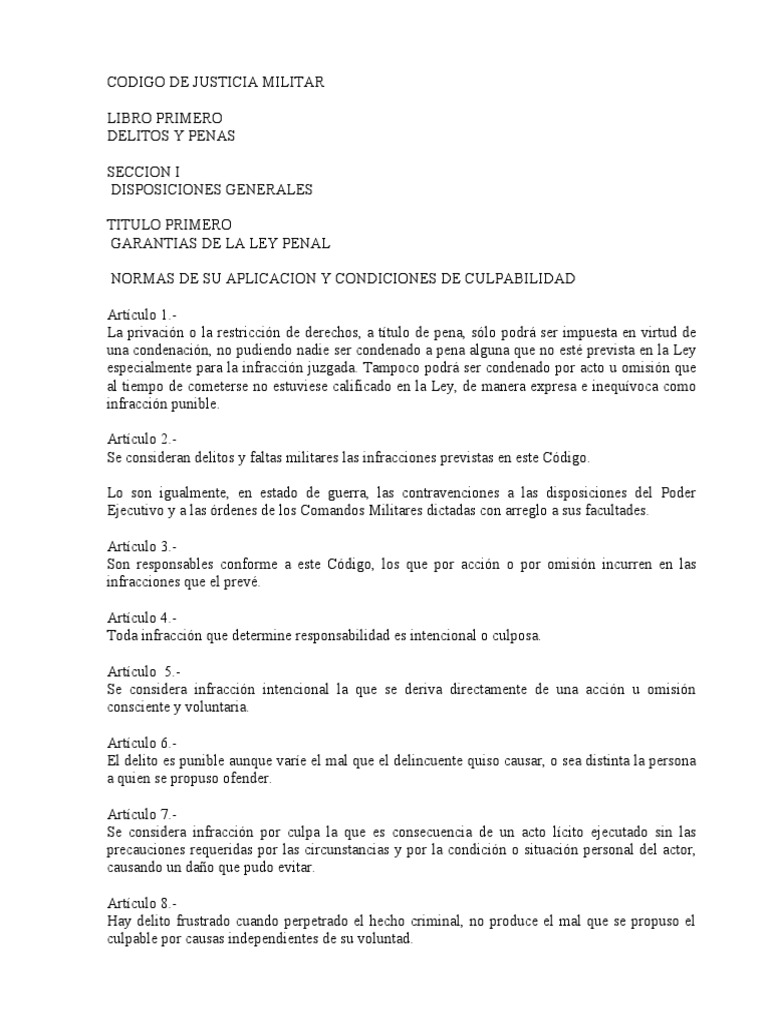 Codigo de Justicia Militar | PDF | Estatuto de limitaciones | Castigos