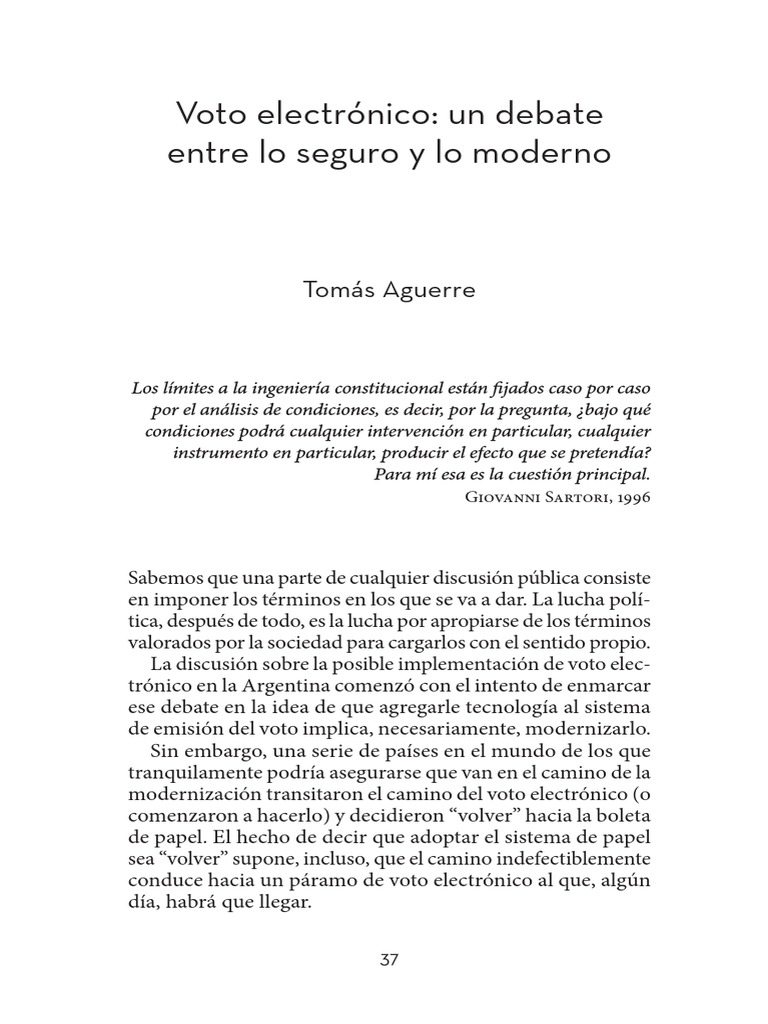 Un Debate Entre Lo Seguro y Lo Moderno (Clase 3) | PDF | Votación ...