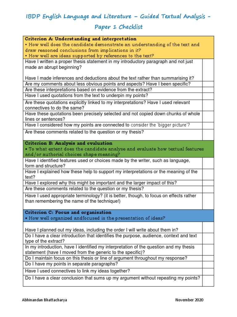 IBDP English Language and Literature - Guided Textual Analysis - Paper ...