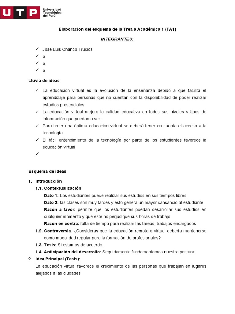 Elaboracion Del Esquema de La Tre1a A Académica 1 Tarea 2 | PDF | Educación a distancia | Enseñando