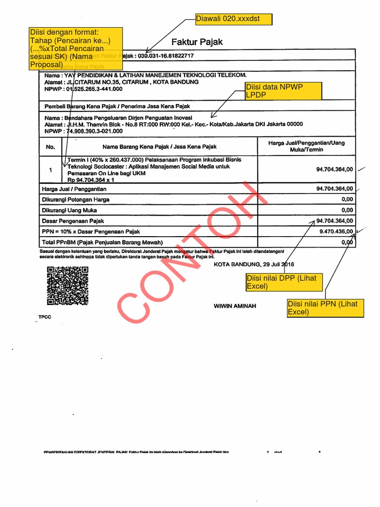 8.contoh E-Faktur Pajak | PDF