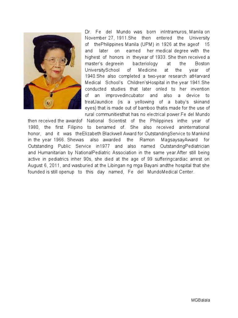 Dr. Fe del Mundo's remarkable life and accomplishments as a pioneering ...