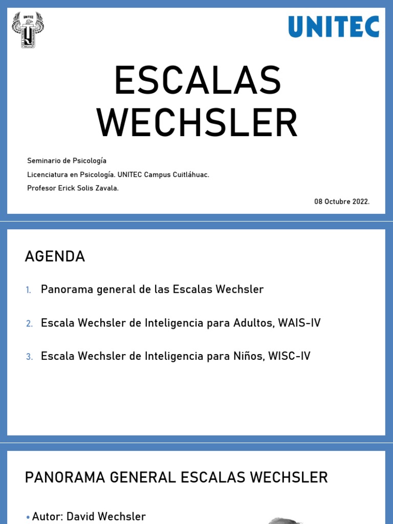 Escalas Wechsler | PDF | Escala de inteligencia para adultos de Wechsler | Inteligencia