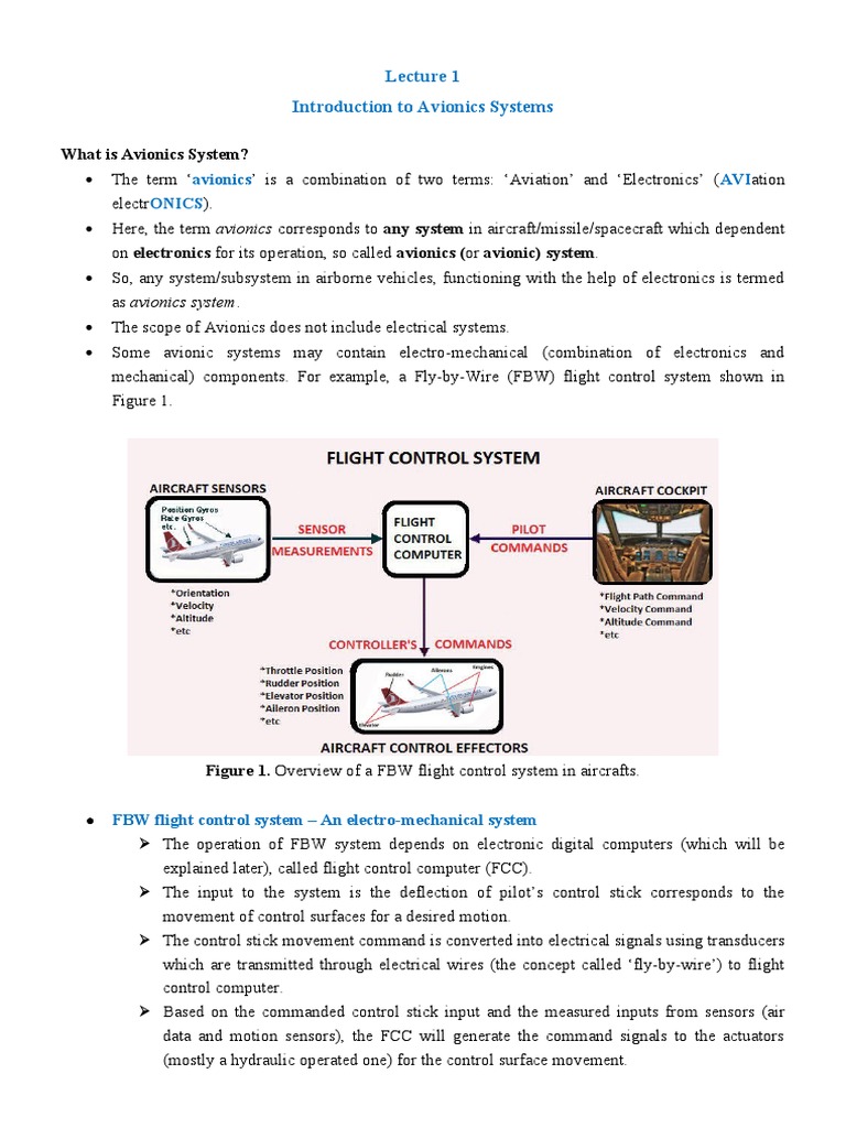 U17AEI7203 Lecture 1 | PDF | Avionics | Aircraft Flight Control System