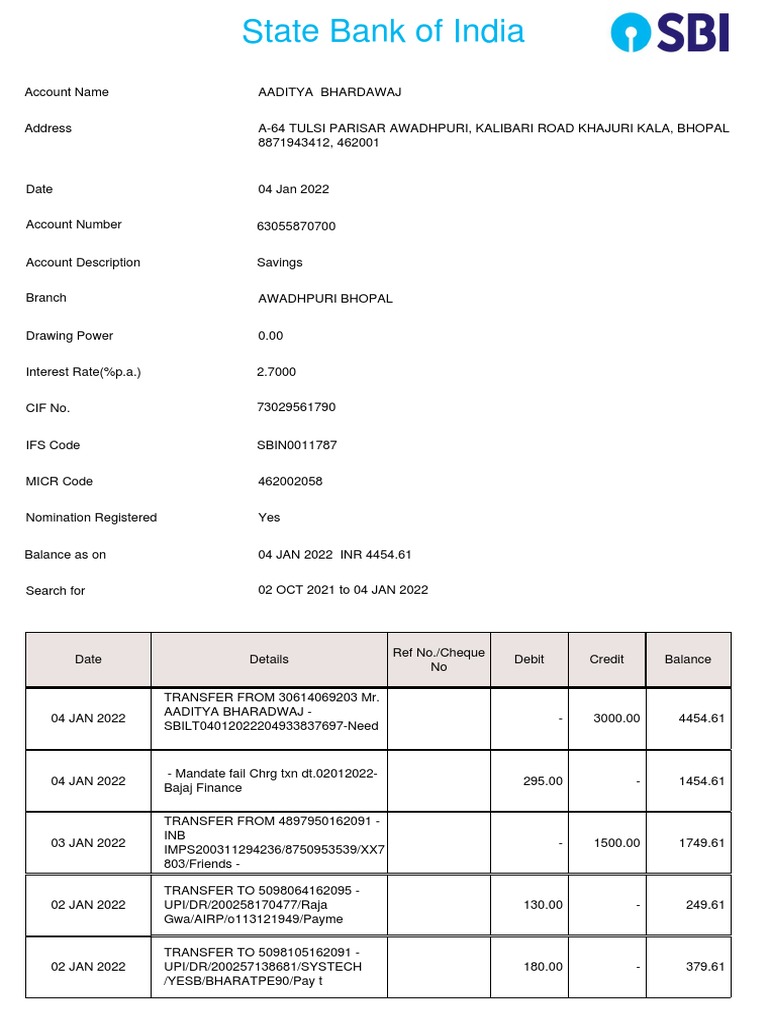 Account Statement | PDF | Banking | Service Industries