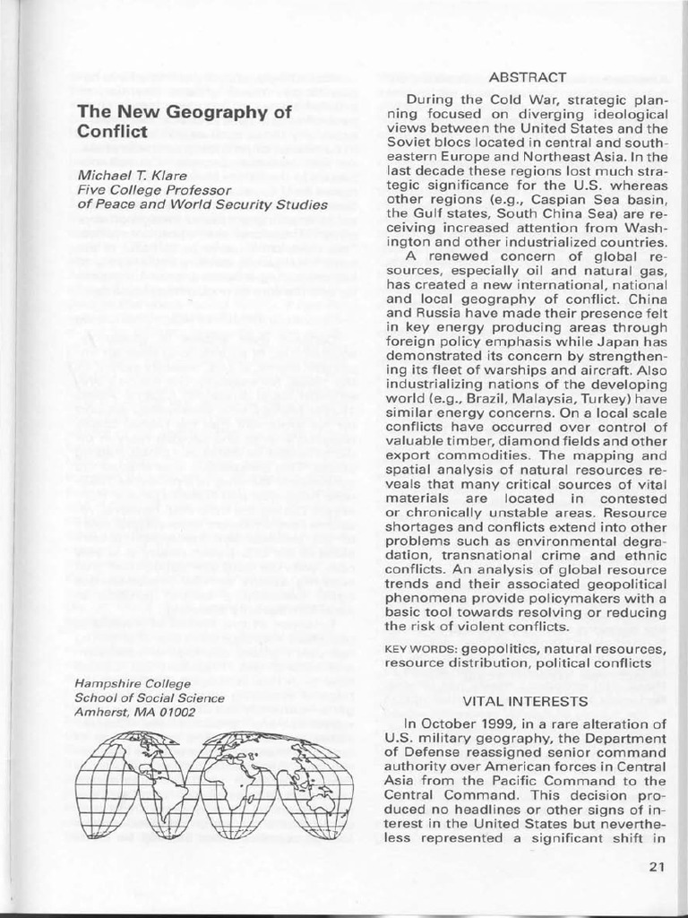 KLARE. The New Geography of Conflict | PDF | Petroleum | Geopolitics