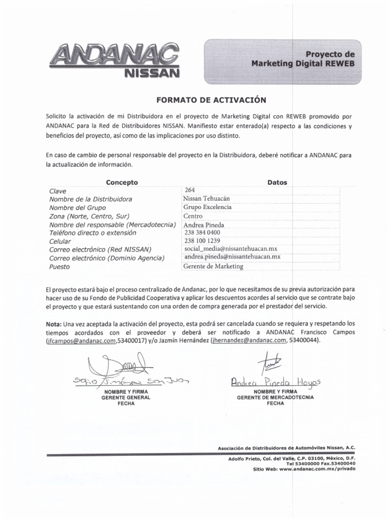 Activacion Reweb para Andanac | PDF