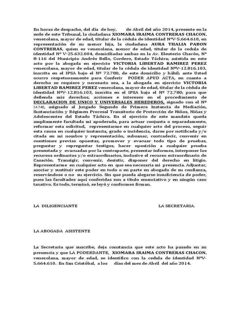 Poder para Declaración de Herederos | PDF | Justicia | Crimen y violencia