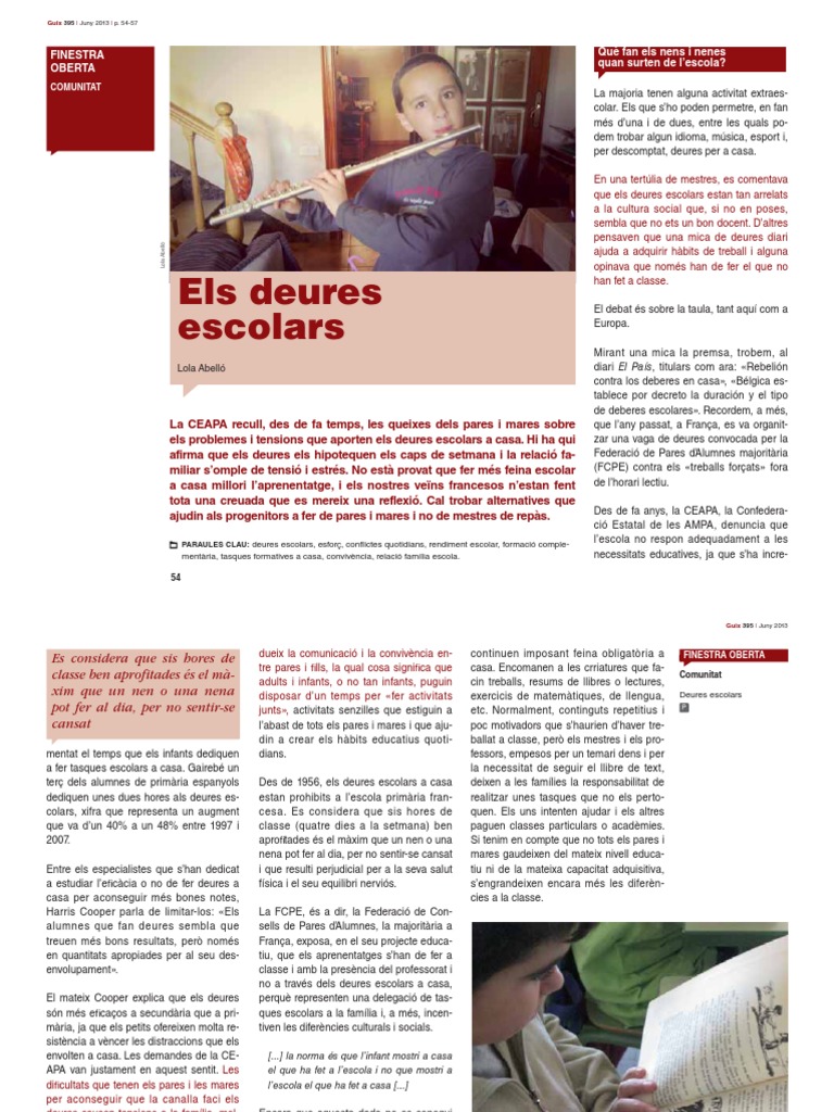 Els Deures Escolars: Finestra Oberta Què Fan Els Nens I Nenes Quan ...