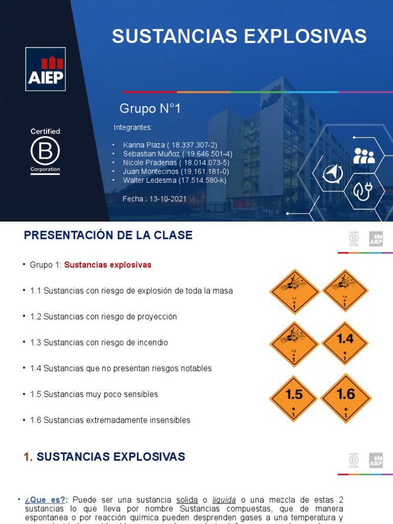 Sustancias Explosivas Grupo N°1 | PDF | Combustión | Combustibles