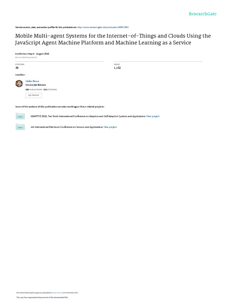 Mobile Multi-Agent Systems For The Internet-of-Thi | PDF | Internet Of Things | Cloud Computing