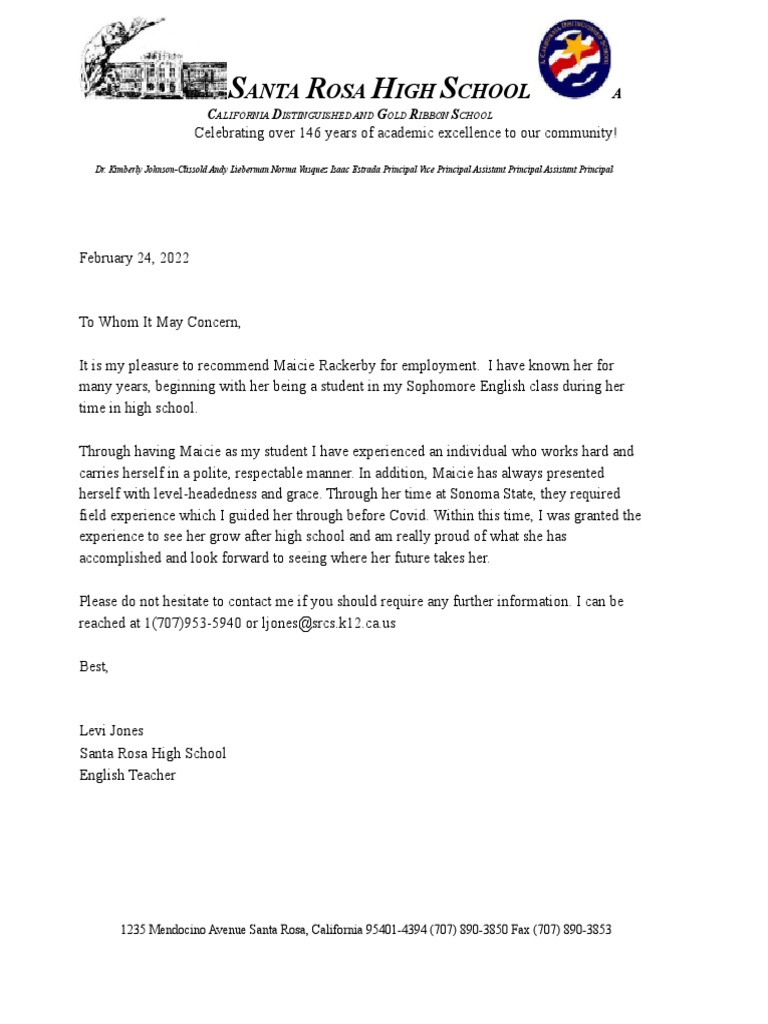 Jones Letter of Rec | PDF