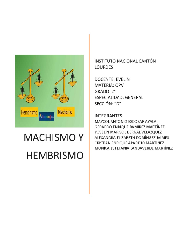 Machismo y Hembrismo 2 | PDF | Sexismo | Estudios de género
