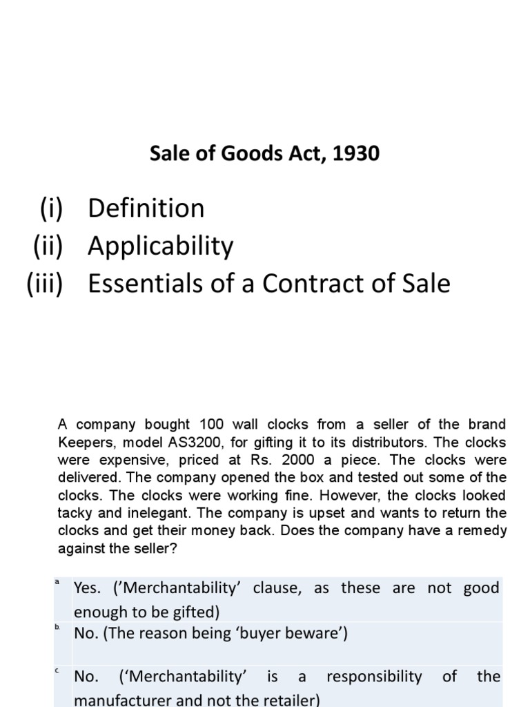 Sales of Goods Act | PDF | Business | Private Law