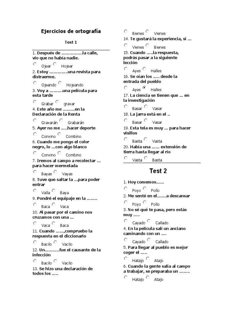 Ejercicios de Ortografía | PDF