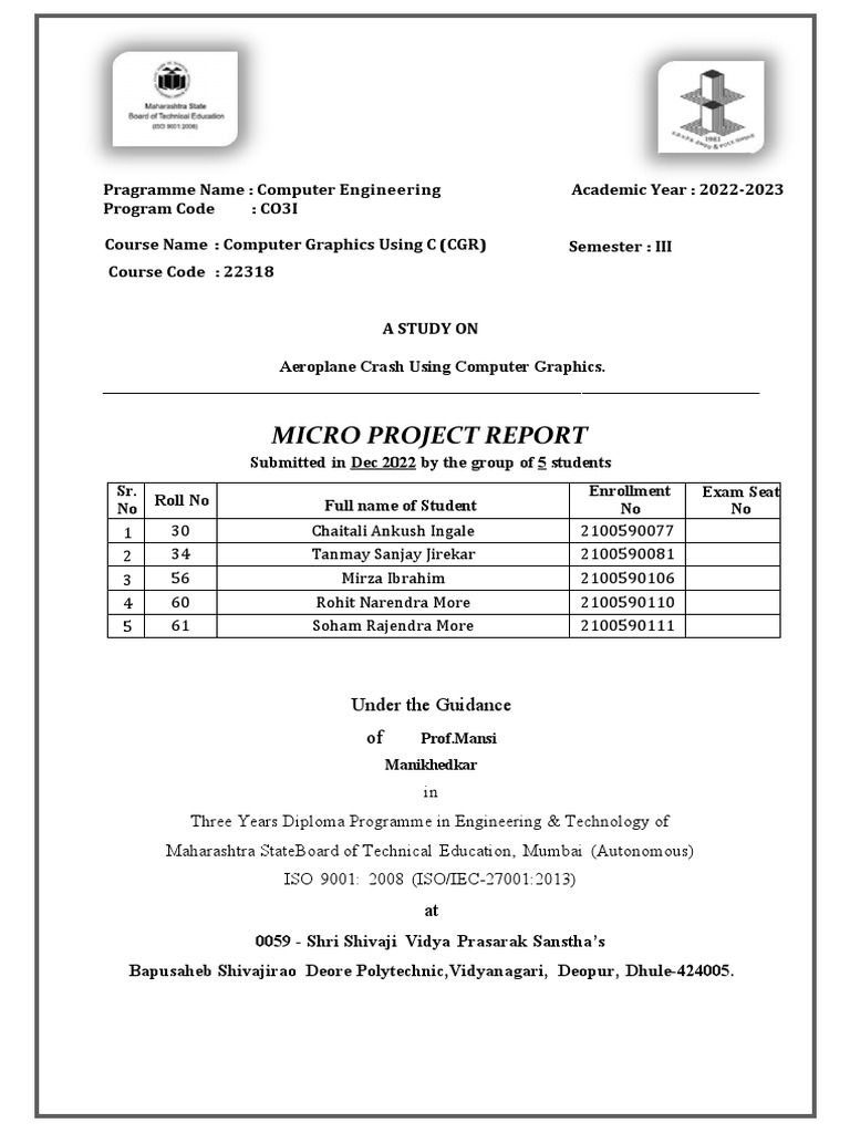 CGR MicroProject Proposal And Report Group 15 | PDF | Software Engineering | Computer Programming