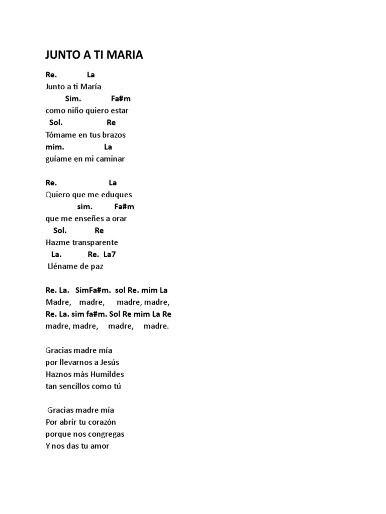 Letra y acordes de "Junto a Ti María" | PDF