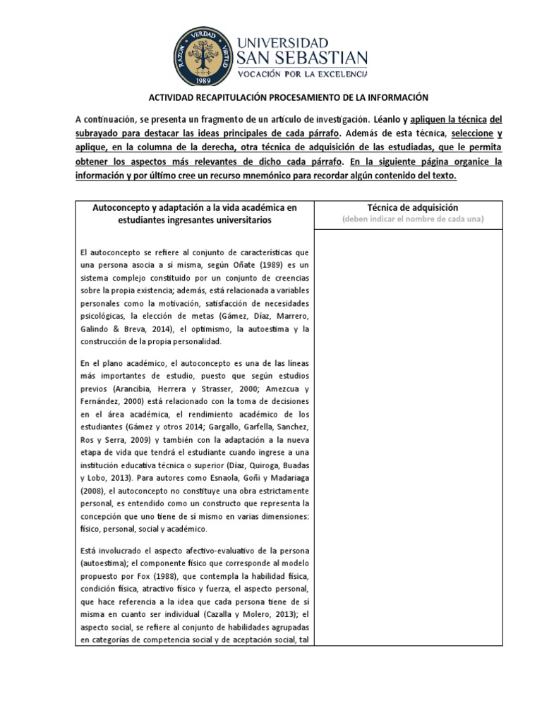 Actividad de Recapitulación | PDF | Conceptos psicologicos | Cognición