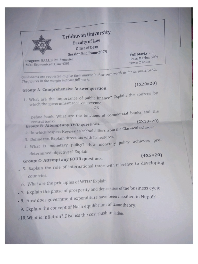 BA - LLB. Question Papers | PDF