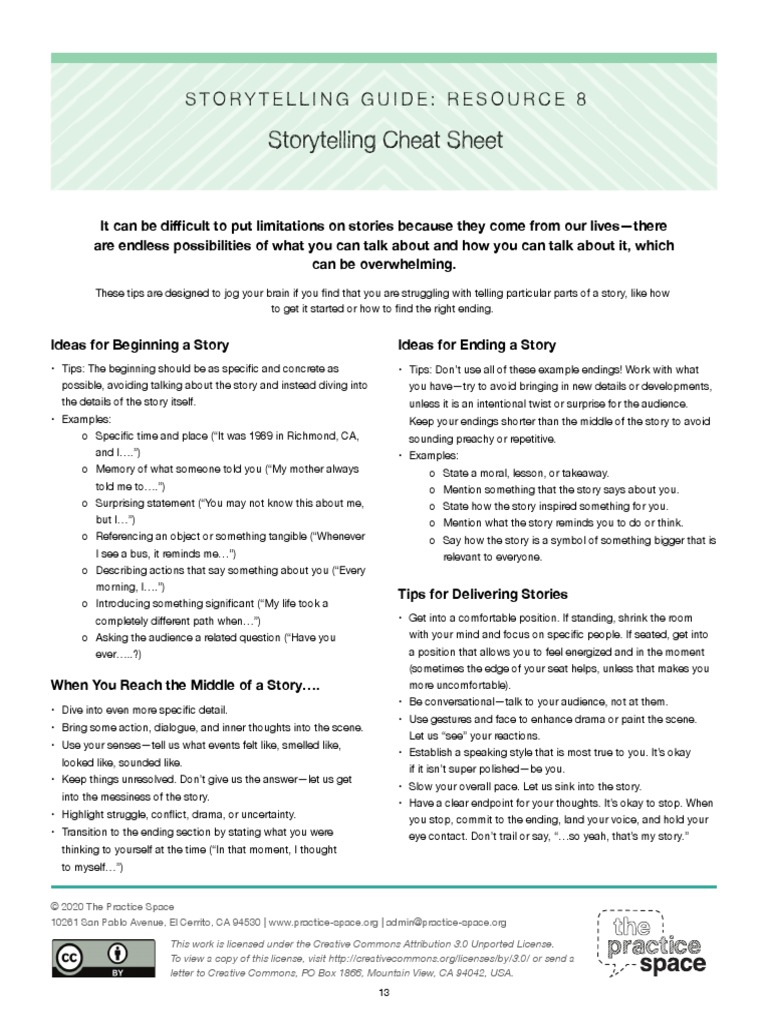 Storytelling Cheat Sheet | PDF