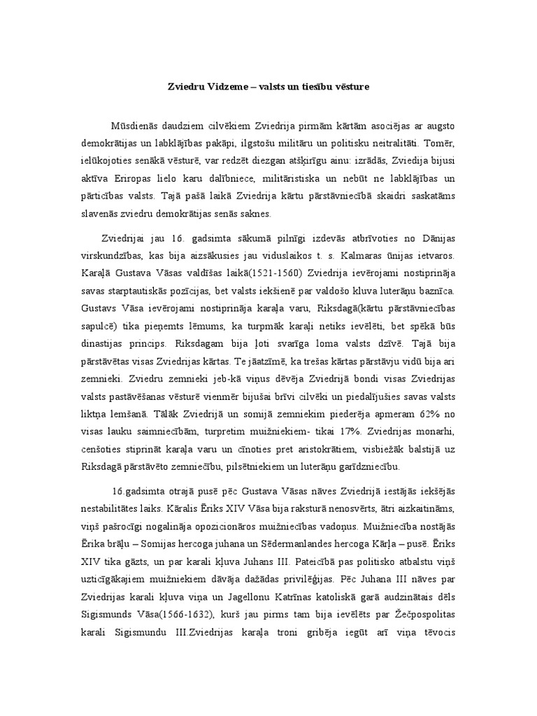 Zviedru Vidzeme Valsts Un Tiesību Vēsture Pdf