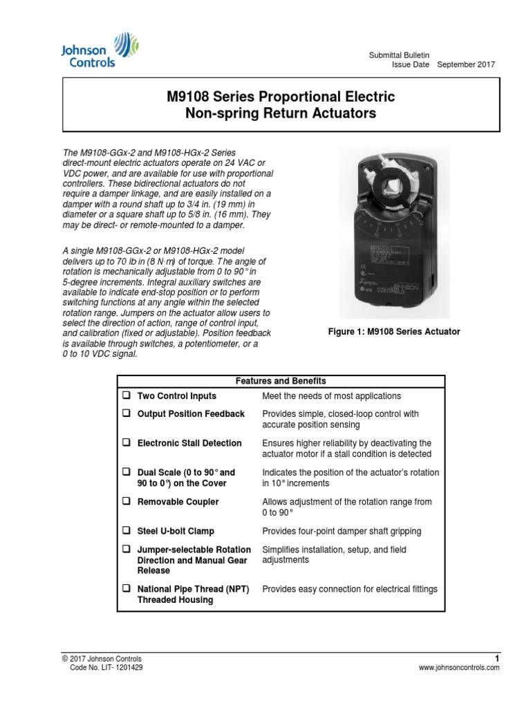 M9108 Series Proportional Electric Non-Spring Return Actuators | PDF ...