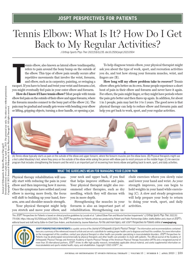 Jospt | PDF | Physical Therapy | Elbow