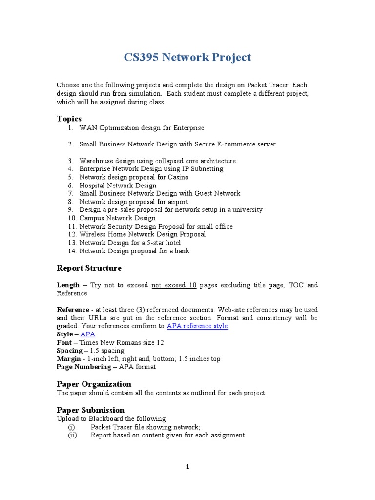 CS395 Network Project: Topics | PDF | Computer Network | Ip Address